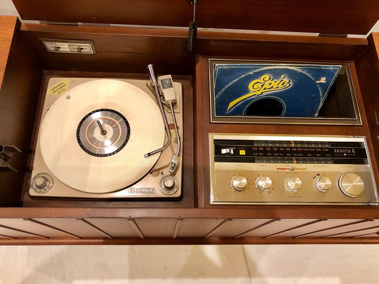 Striking Small American Midcentury Walnut Console Stereo Cabinet by ...