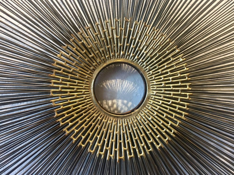 Striking Sunburst Metal Wall Art Sculpture in the Style of Jere at 1stDibs