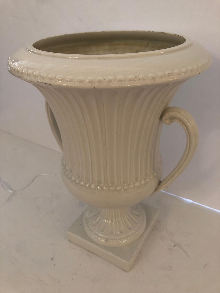 Striking White Italian Ceramic Neoclassical Urn For Sale at 1stDibs