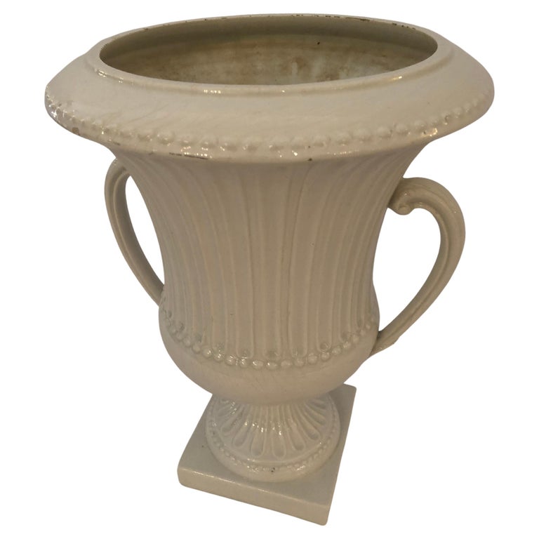 Striking White Italian Ceramic Neoclassical Urn For Sale at 1stDibs