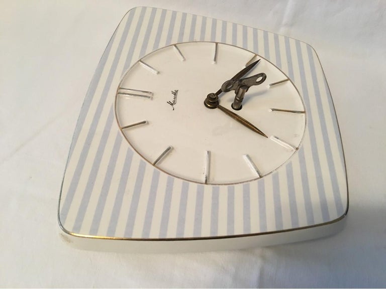 Striped Mechanical Ceramic Wall Clock by Mauthe, Germany For Sale at ...