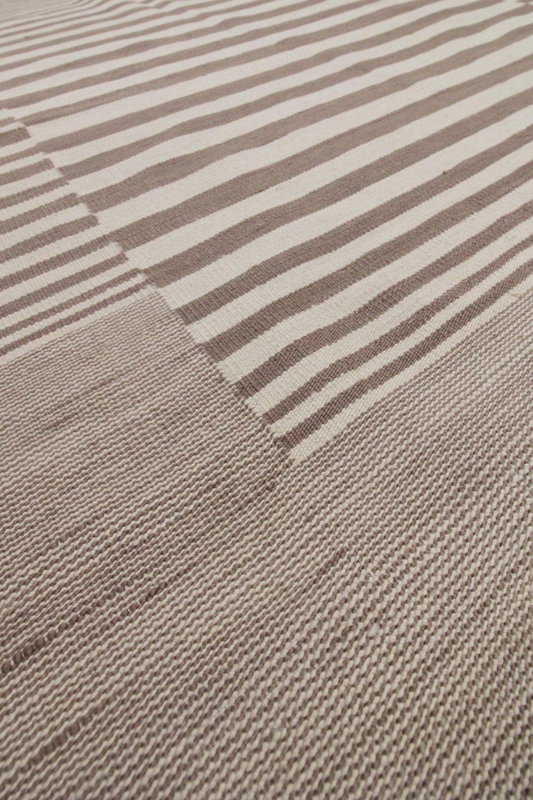 Beige Striped Kilim Rug Modern Rug Brown Kilim Cream Wool Carpet Area ...