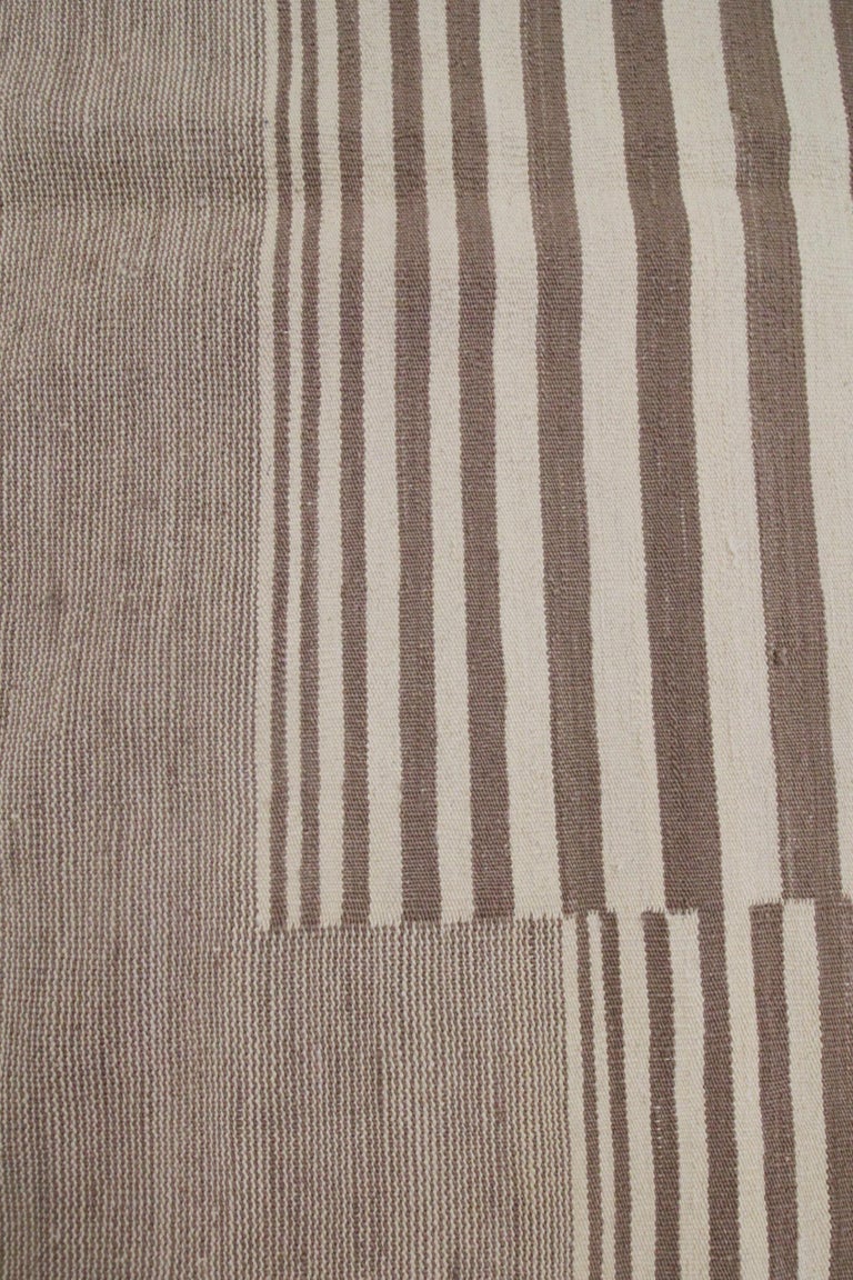 Beige Striped Kilim Rug Modern Rug Brown Kilim Cream Wool Carpet Area ...