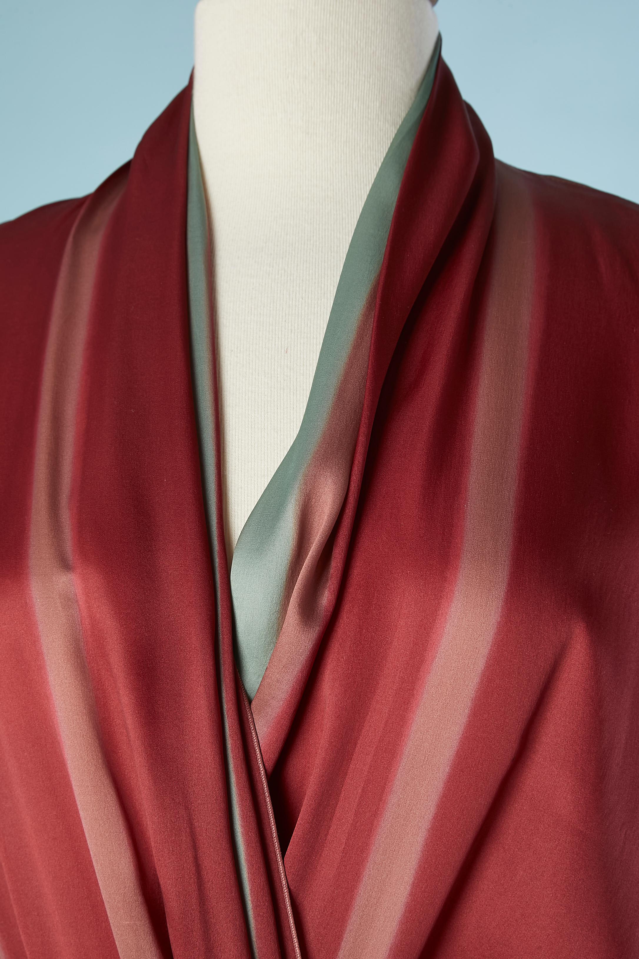 Striped silk cocktail dress drape and wrap in the front Lanvin by Alber ...