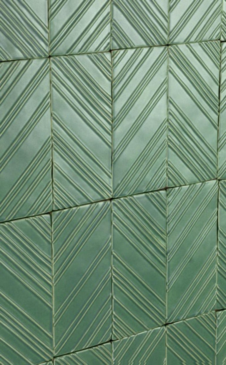 Stripes Ceramic Tile Hand Painted Colors For Sale at 1stDibs