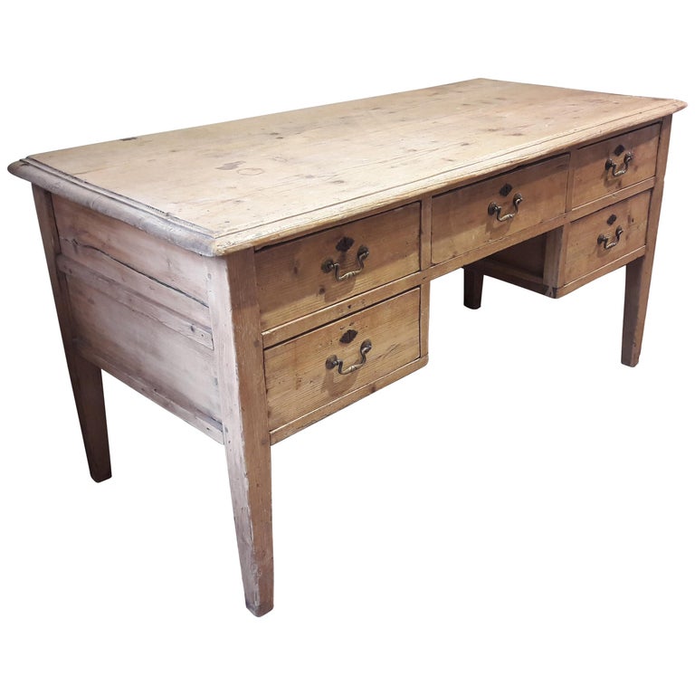 Stripped Pine Writing Table For Sale at 1stDibs