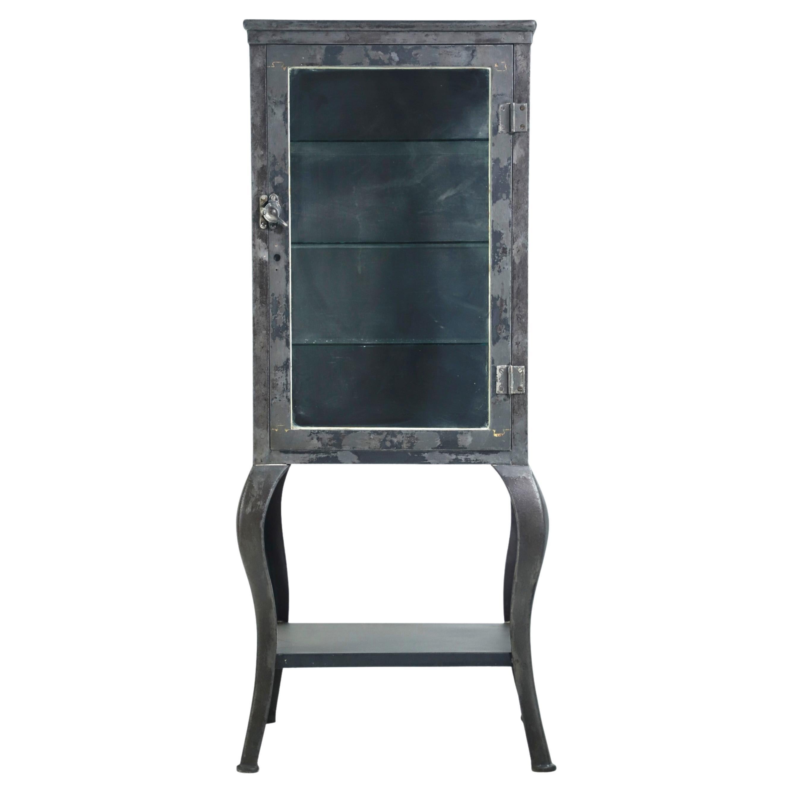 Stainless Steel Medical Cabinet with Full-length Glass Doors and Shelf ...