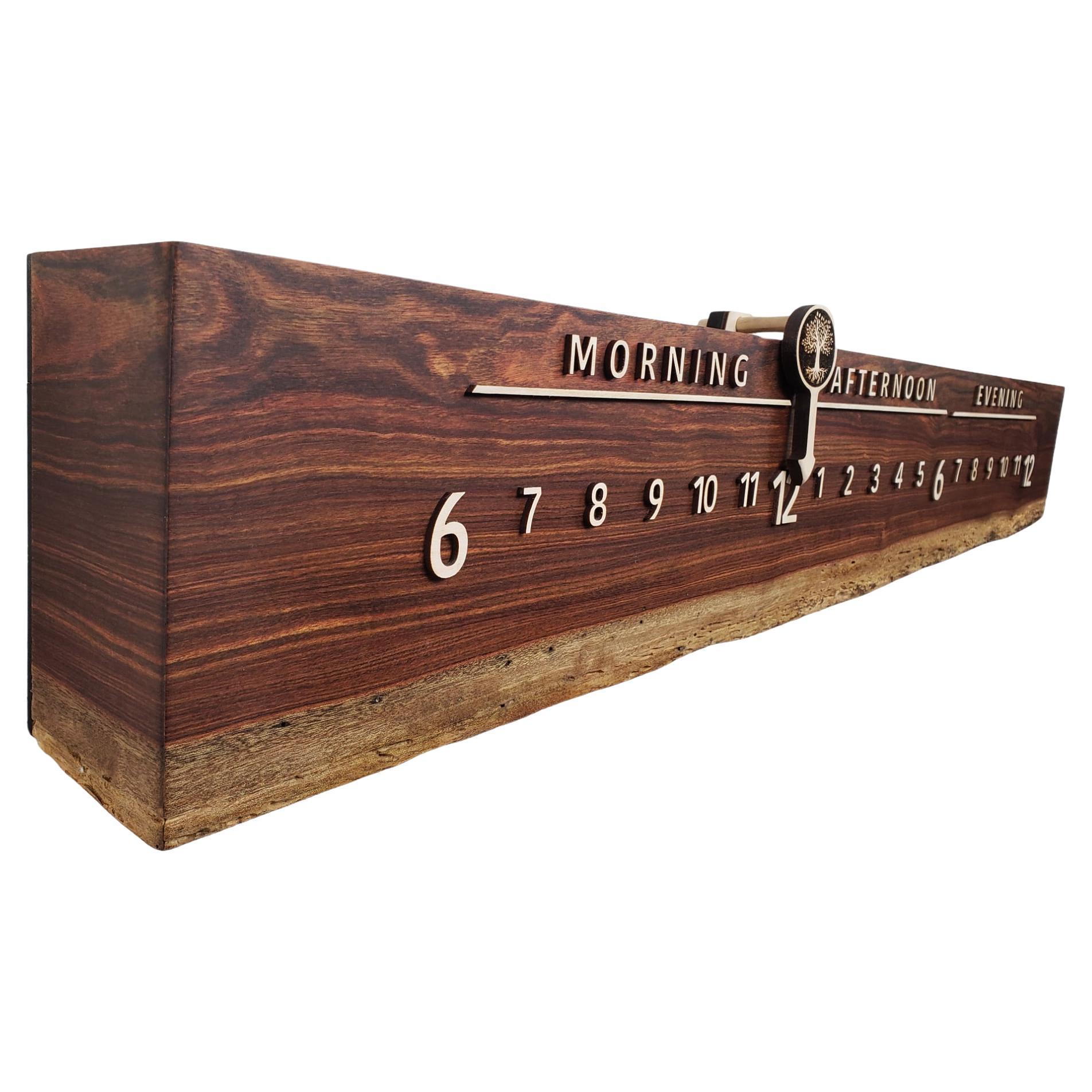 Stromboli: Three-foot Chechen and Maple Linear Clock For Sale at 1stDibs