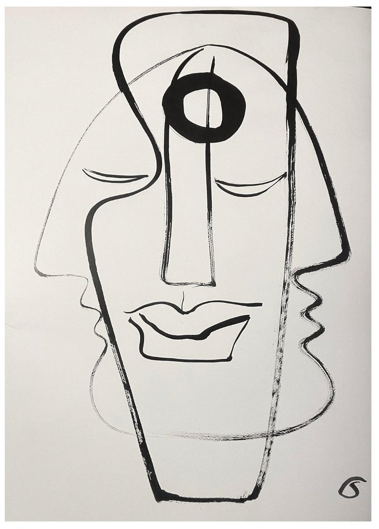 Strong-Cuevas Drawing "Bullseye" 1986 India Ink For Sale at 1stDibs