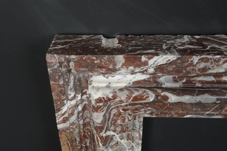 Strong Red Marble Bolection Fireplace Mantel For Sale at 1stDibs
