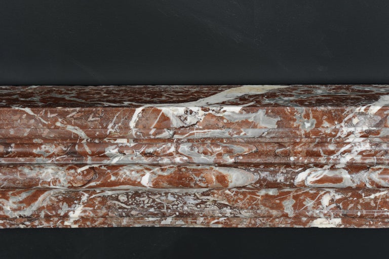 Strong Red Marble Bolection Fireplace Mantel For Sale at 1stDibs