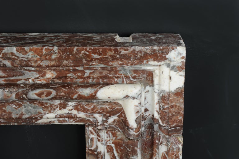 Strong Red Marble Bolection Fireplace Mantel For Sale at 1stDibs