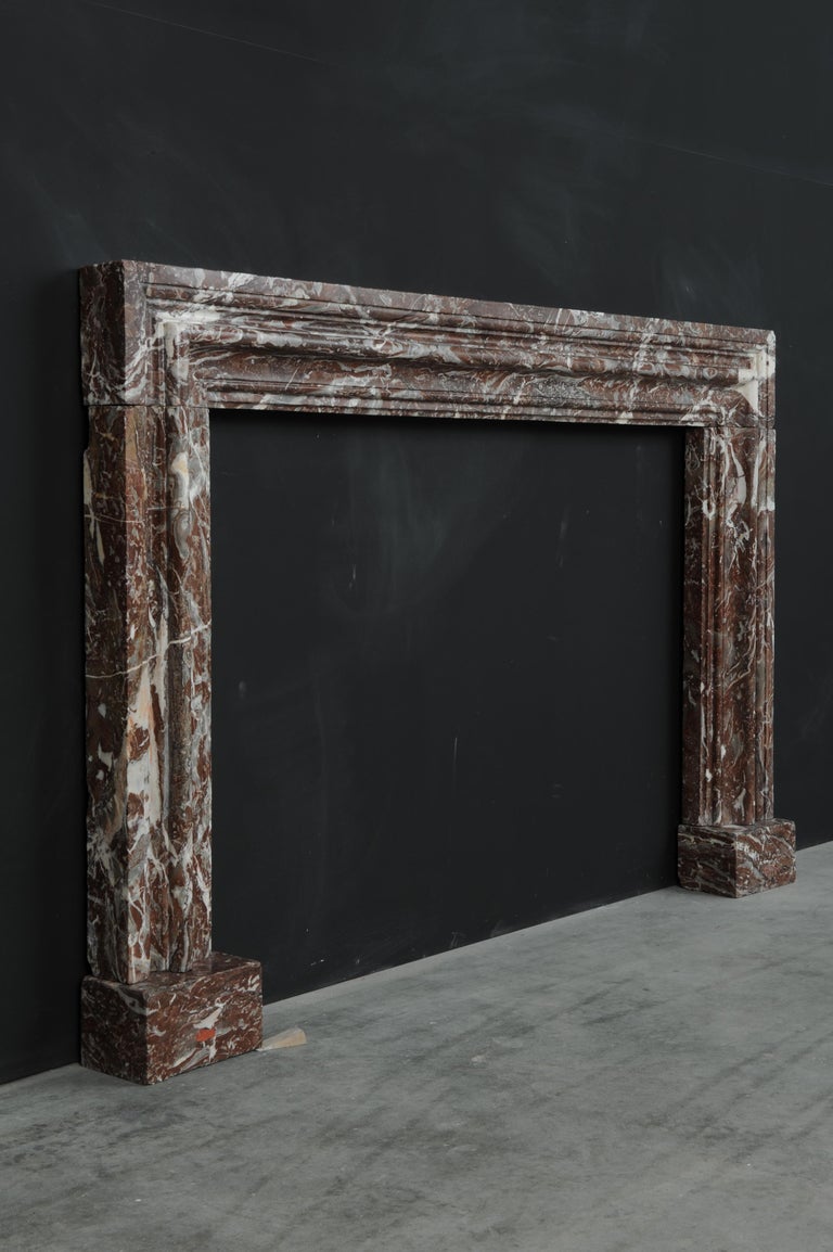 Strong Red Marble Bolection Fireplace Mantel For Sale at 1stDibs
