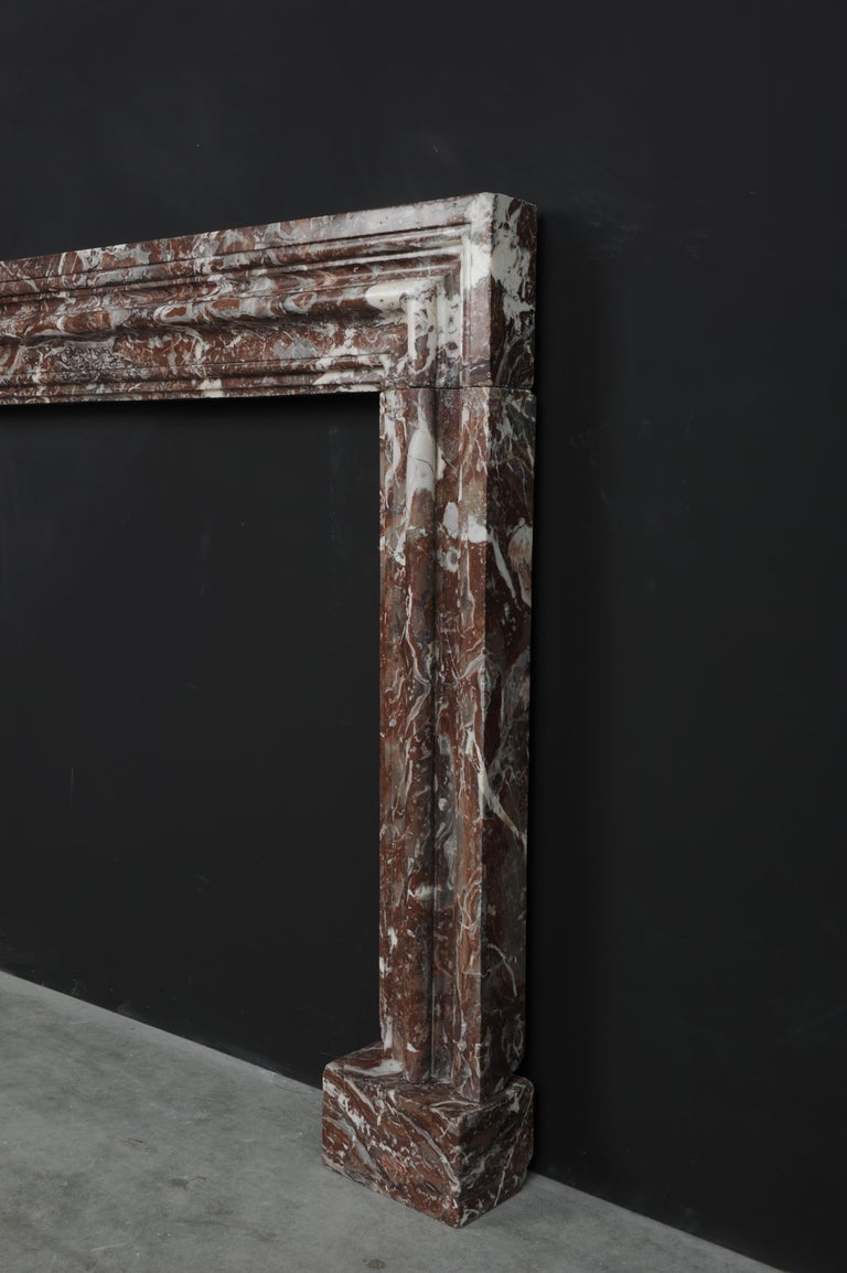 Strong Red Marble Bolection Fireplace Mantel For Sale at 1stDibs