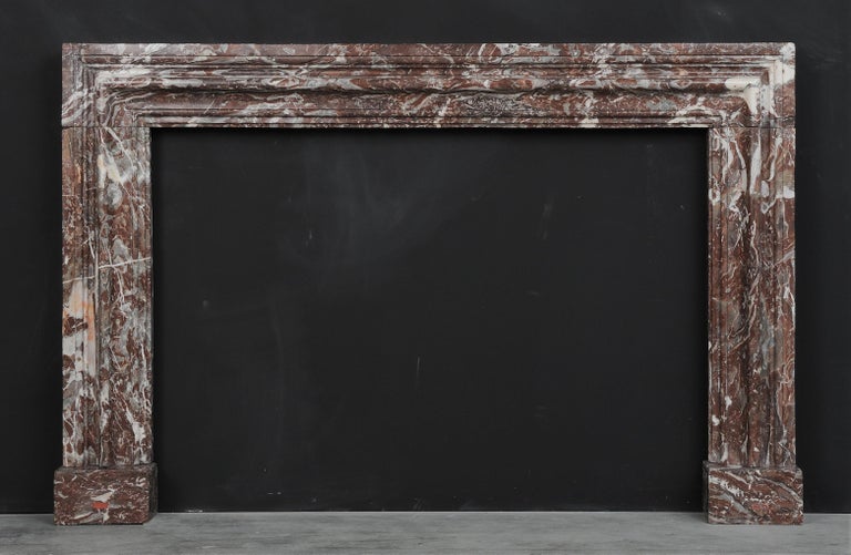 Strong Red Marble Bolection Fireplace Mantel For Sale at 1stDibs