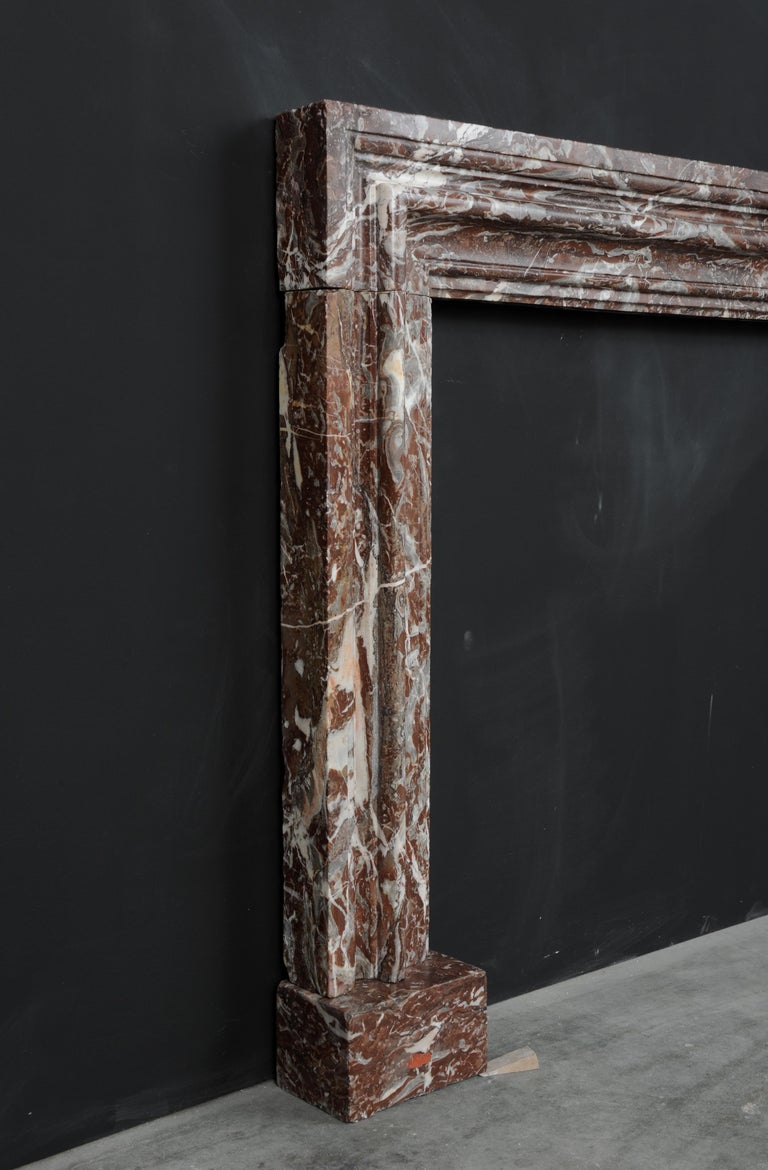 Strong Red Marble Bolection Fireplace Mantel For Sale at 1stDibs