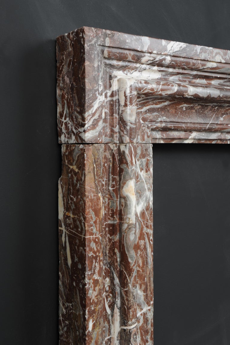 Strong Red Marble Bolection Fireplace Mantel For Sale at 1stDibs
