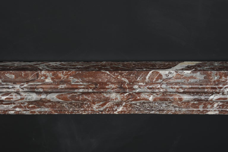 Strong Red Marble Bolection Fireplace Mantel For Sale at 1stDibs