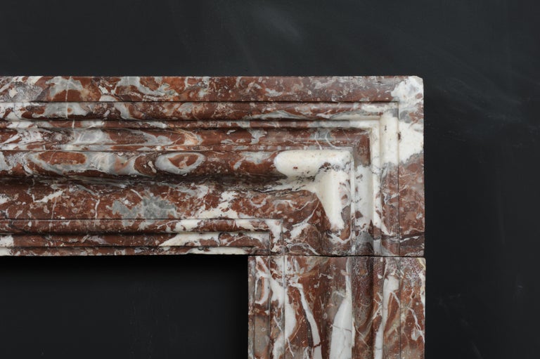 Strong Red Marble Bolection Fireplace Mantel For Sale at 1stDibs