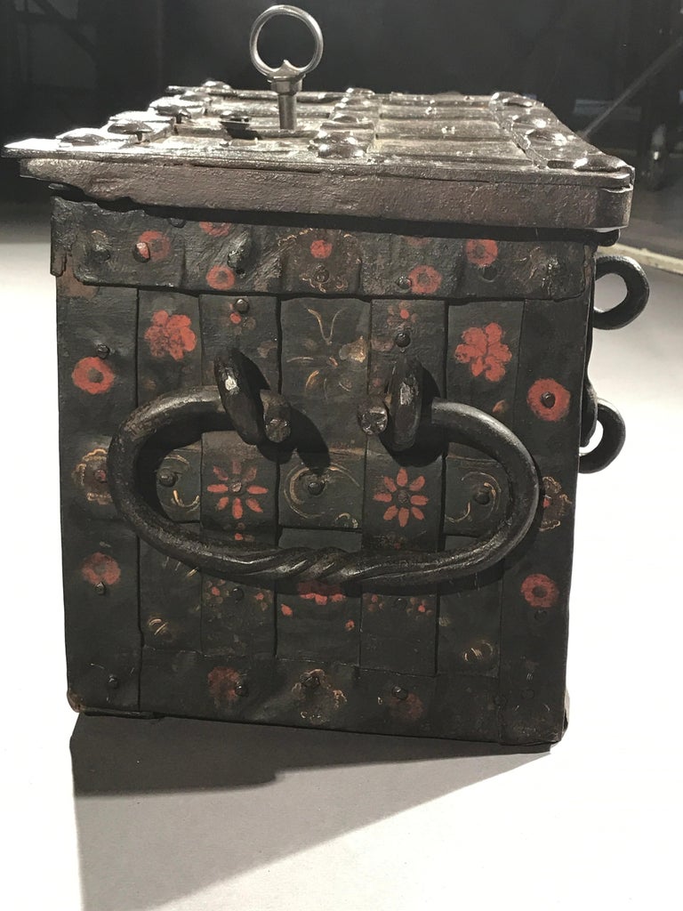 Strongbox Safe Iron Table-Top Renaissance Painted Nuremberg Armada ...