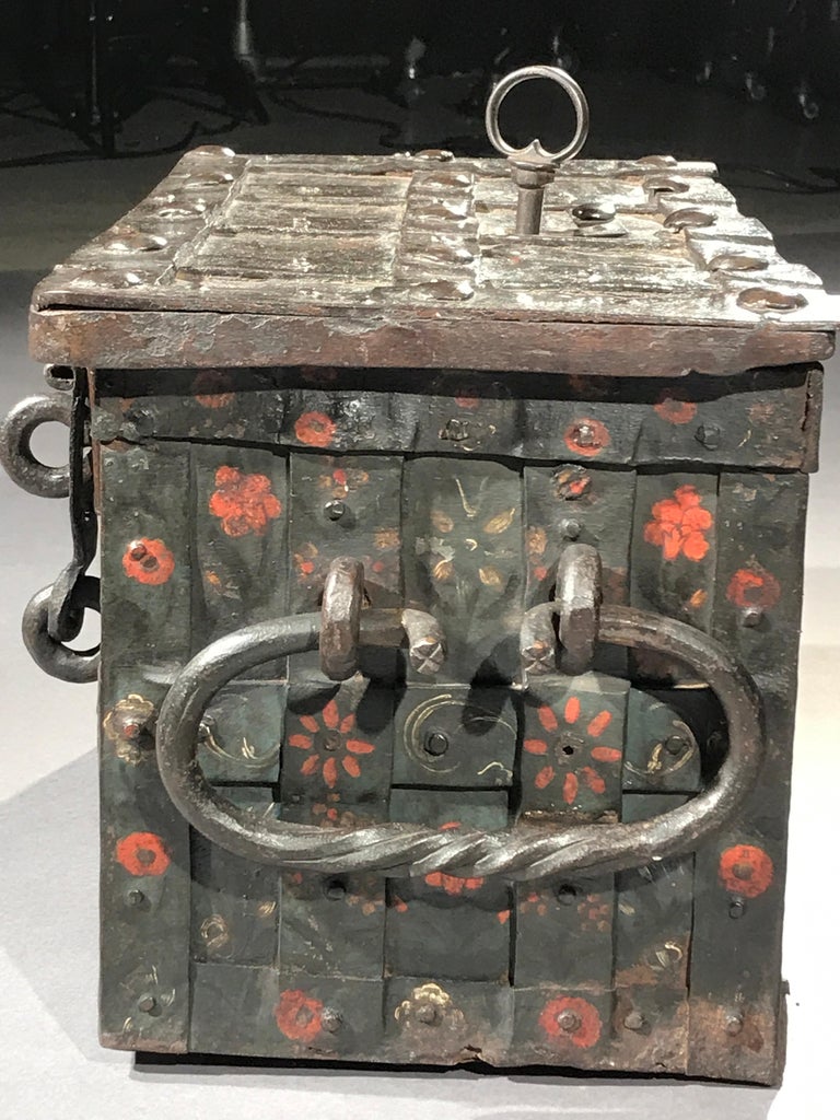 Strongbox Safe Iron Table-Top Renaissance Painted Nuremberg Armada ...