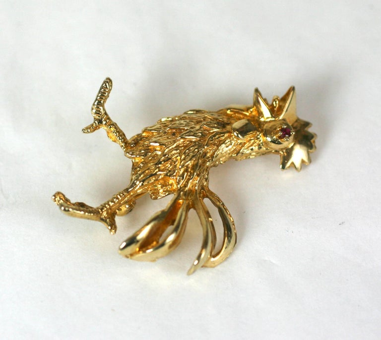 Strutting Rooster Brooch For Sale at 1stDibs