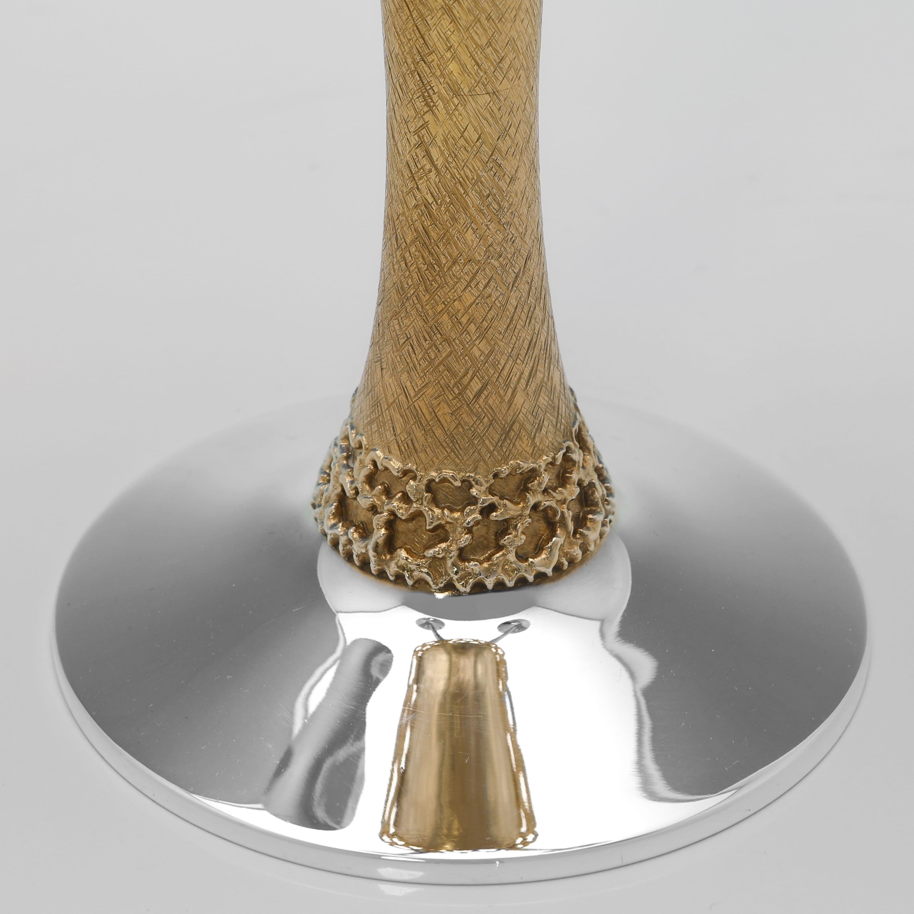 Stuart Devlin - pair of mid century partial gilt silver candelabra made ...