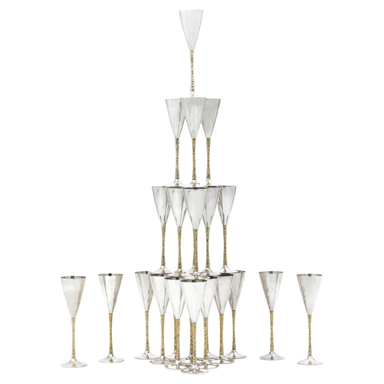 Stuart Devlin Set of 28 English Parcel-Gilt Sterling Silver and Gold ...