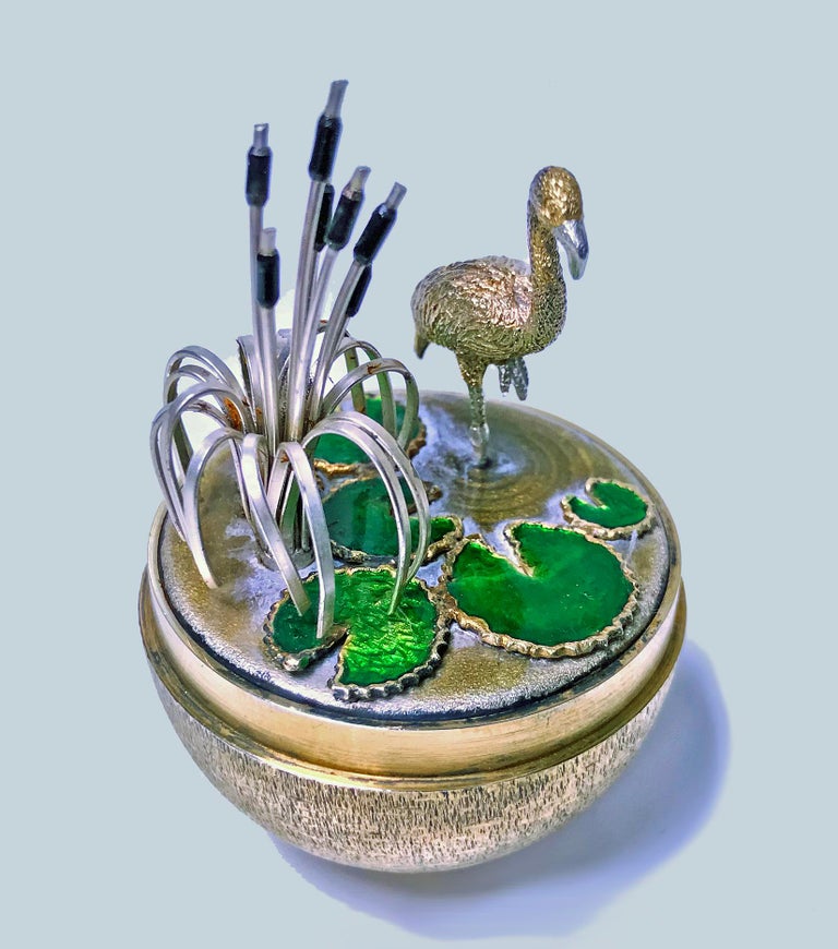 Stuart Devlin Silver Gilt Surprise Flamingo Egg, London, 1983 at 1stDibs
