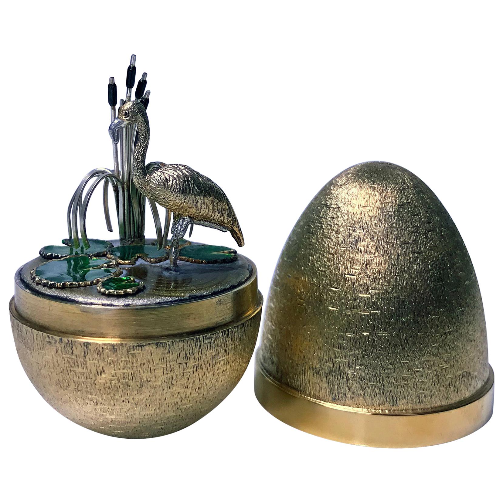 Stuart Devlin Silver Gilt Surprise Flamingo Egg, London, 1983 at 1stDibs