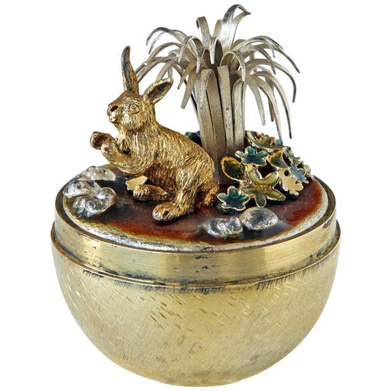 Stuart Devlin Sterling Surprise Egg, "Rabbit and Flowers", London 1982 ...