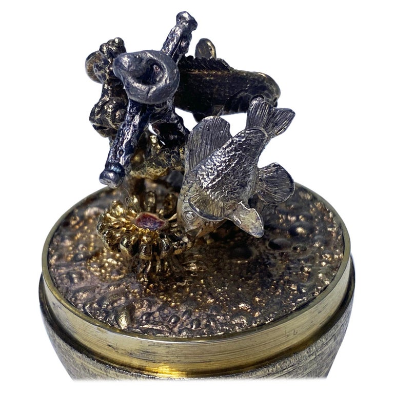 Stuart Devlin Surprise Fish and Anchor Egg, Silver and Vermeil, London ...