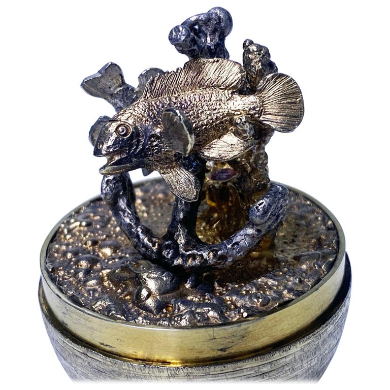 Stuart Devlin Surprise Fish and Anchor Egg, Silver and Vermeil, London ...