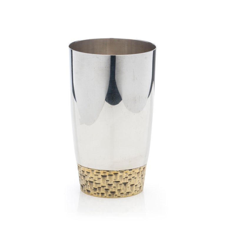 Stuart Devlin Vintage Sterling Silver and Silver Gilt Beaker with Bark ...