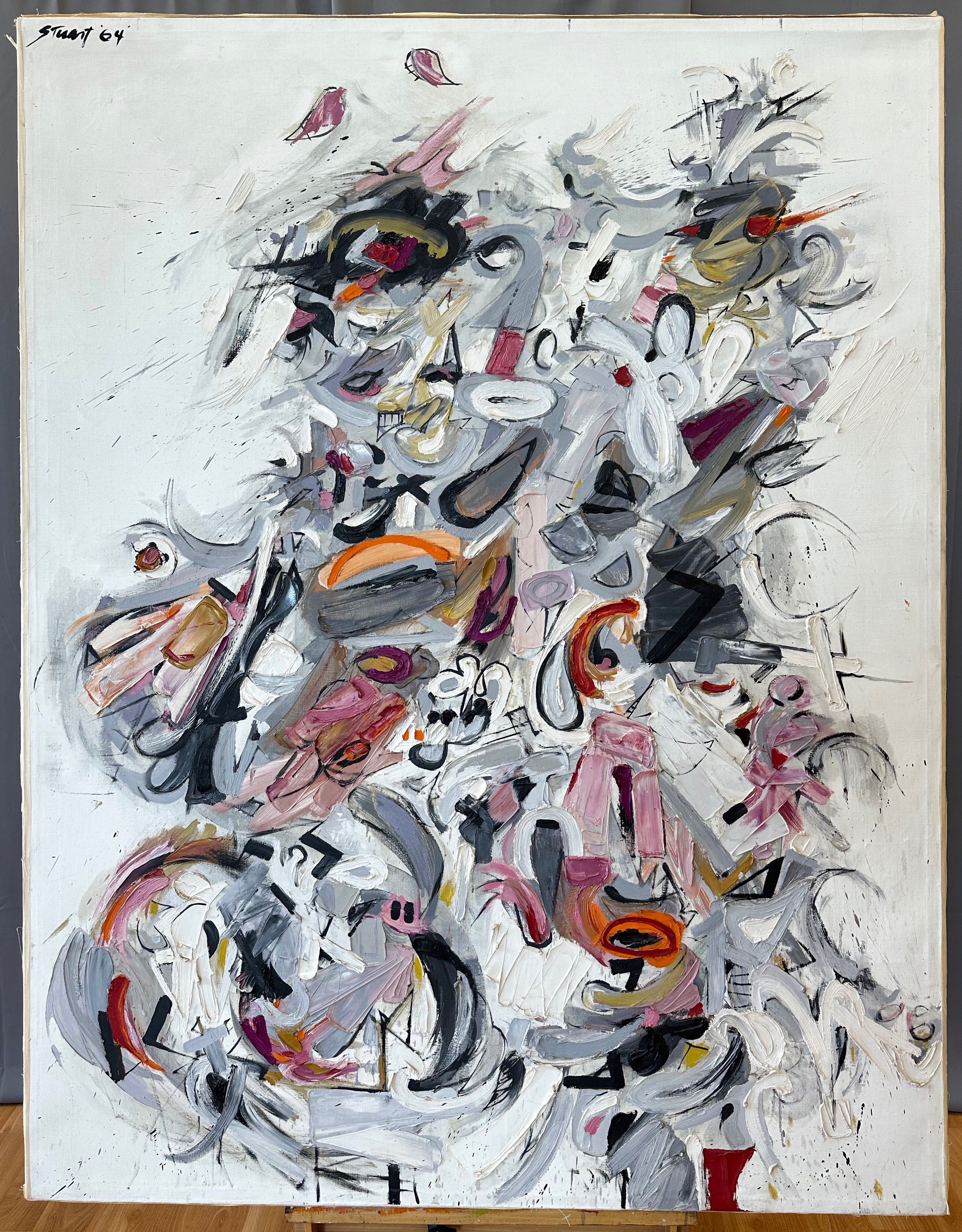 Stuart, Monumental Mid-Century Modern Abstract Oil Painting, 1964 For ...