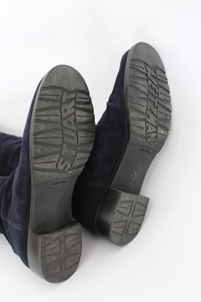 Stuart Weitzman Blue Suede Leather Boots Reserve For Sale at 1stDibs