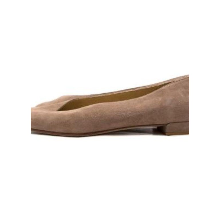 Stuart Weitzman Chicflat Beige Suede Flat Pumps For Sale at 1stDibs