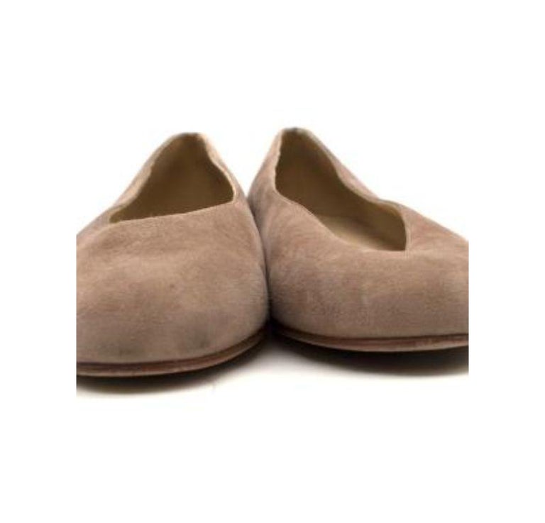 Stuart Weitzman Chicflat Beige Suede Flat Pumps For Sale at 1stDibs