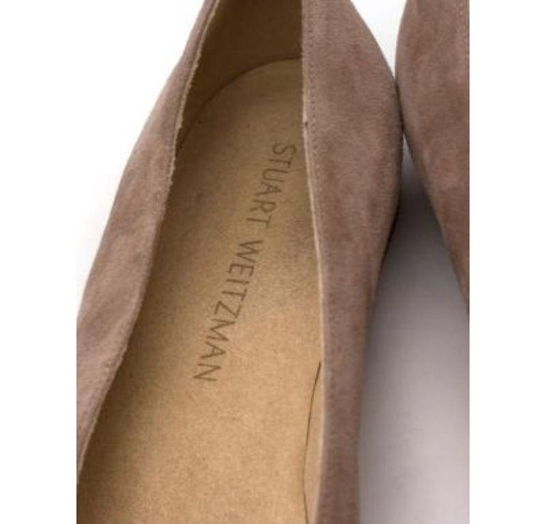 Stuart Weitzman Chicflat Beige Suede Flat Pumps For Sale at 1stDibs