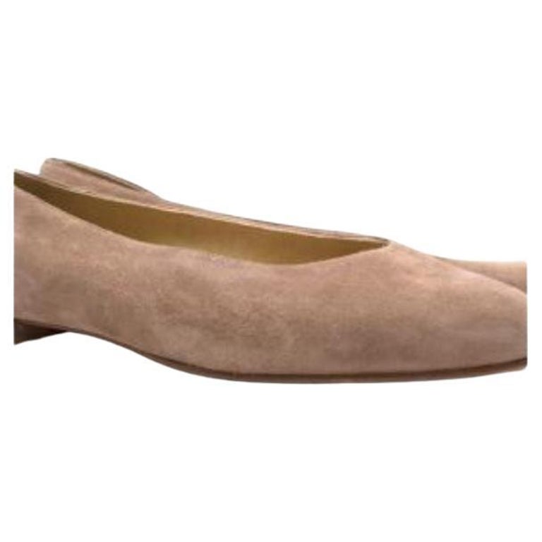 Stuart Weitzman Chicflat Beige Suede Flat Pumps For Sale at 1stDibs