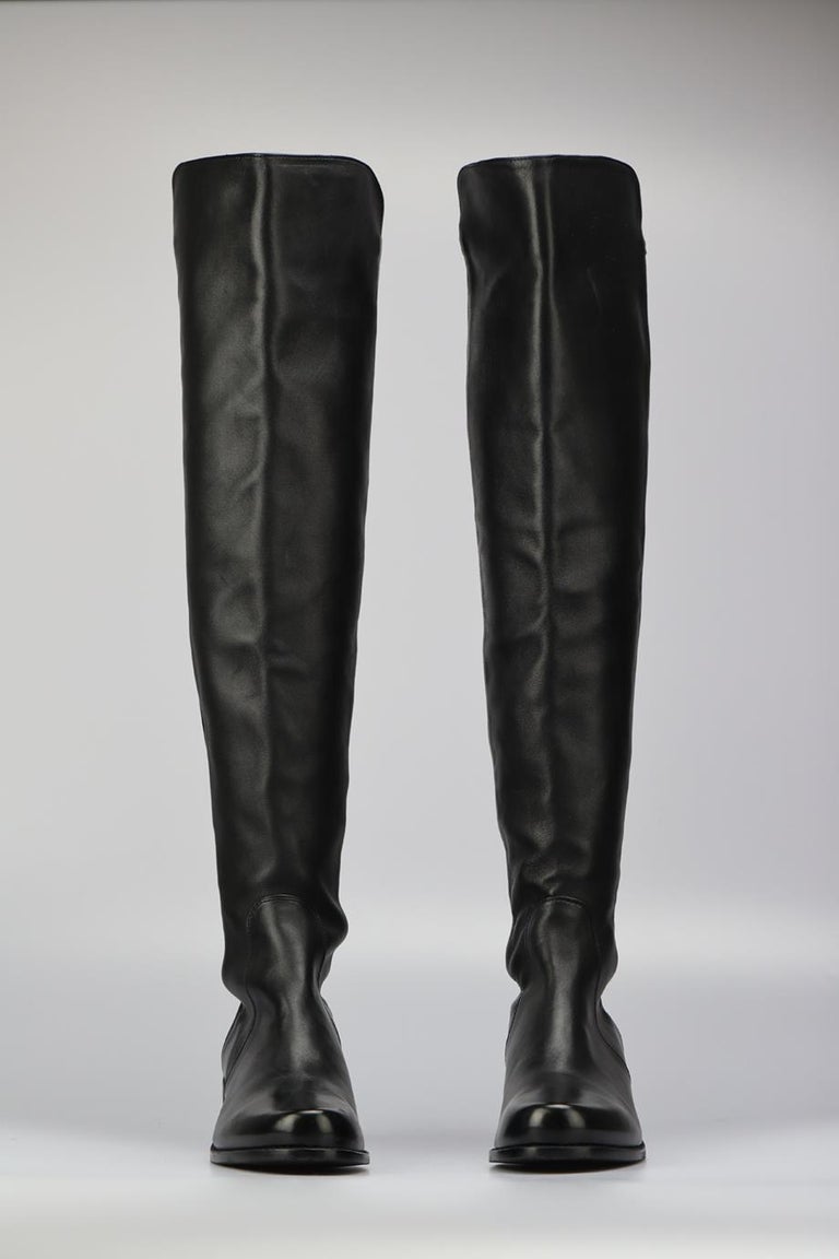 Stuart Weitzman Leather And Stretch Over The Knee Boots Eu 40 Uk 7 Us 9 ...