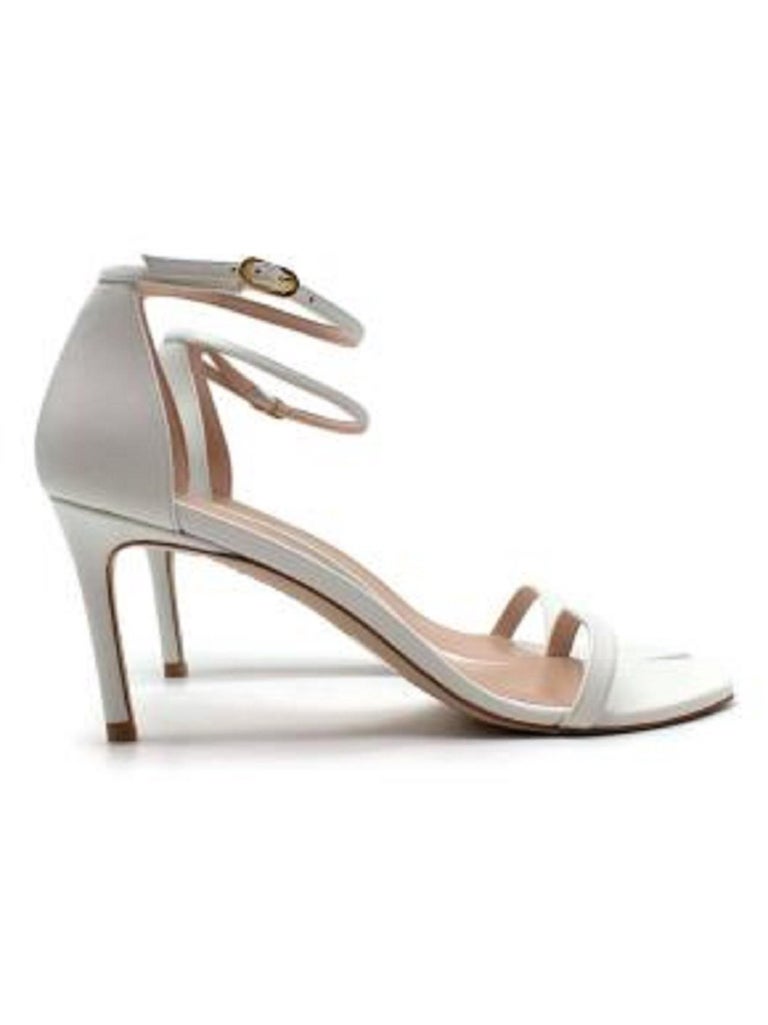 Stuart Weitzman White Smooth Calf Amelina 75 Sandals For Sale at 1stDibs