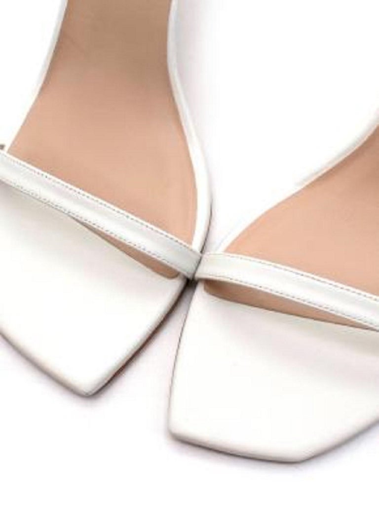 Stuart Weitzman White Smooth Calf Amelina 75 Sandals For Sale at 1stDibs