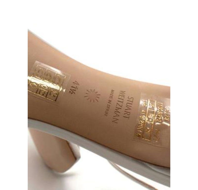 Stuart Weitzman White Smooth Calf Amelina 75 Sandals For Sale at 1stDibs