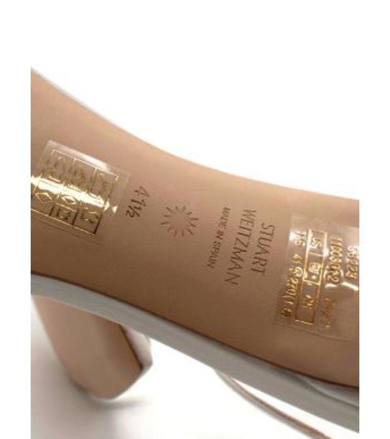 Stuart Weitzman White Smooth Calf Amelina 75 Sandals For Sale at 1stDibs