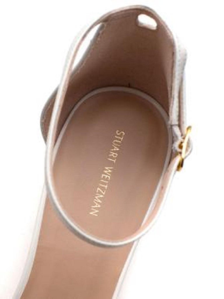 Stuart Weitzman White Smooth Calf Amelina 75 Sandals For Sale at 1stDibs