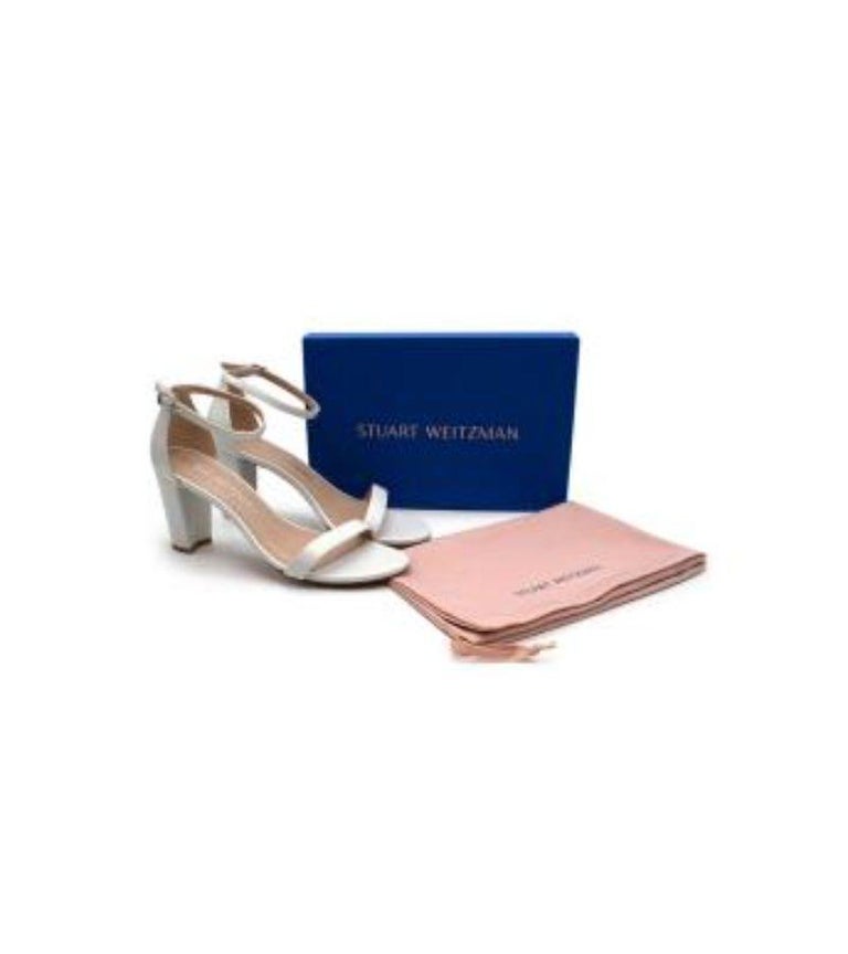 Stuart Weitzman White Smooth Calf Nearlynude Sandals For Sale at 1stDibs