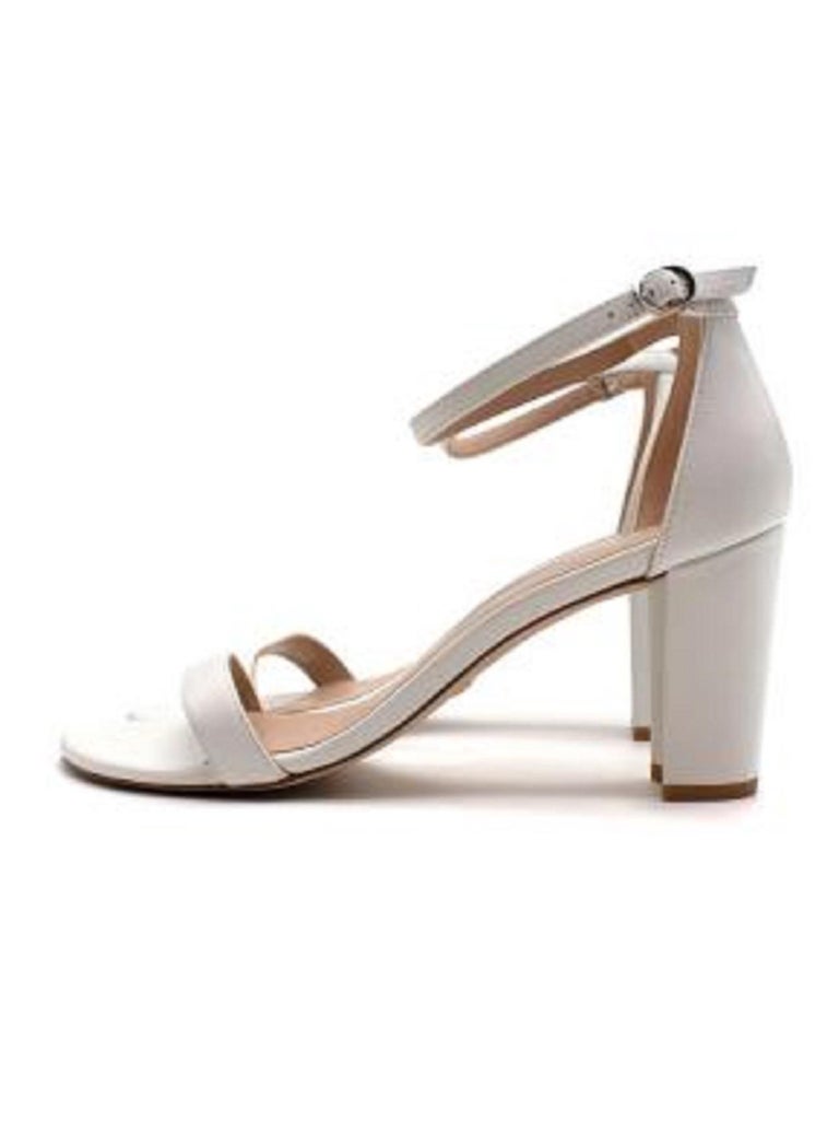 Stuart Weitzman White Smooth Calf Nearlynude Sandals For Sale at 1stDibs