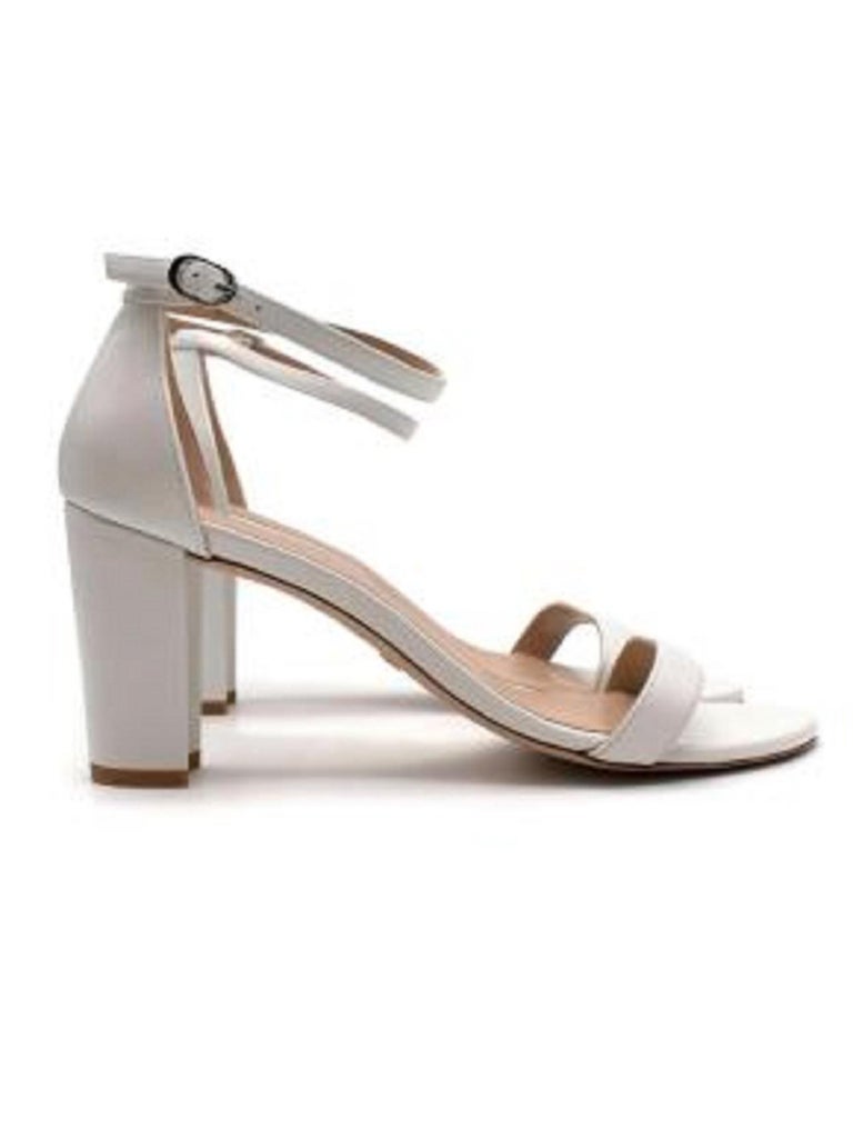 Stuart Weitzman White Smooth Calf Nearlynude Sandals For Sale at 1stDibs