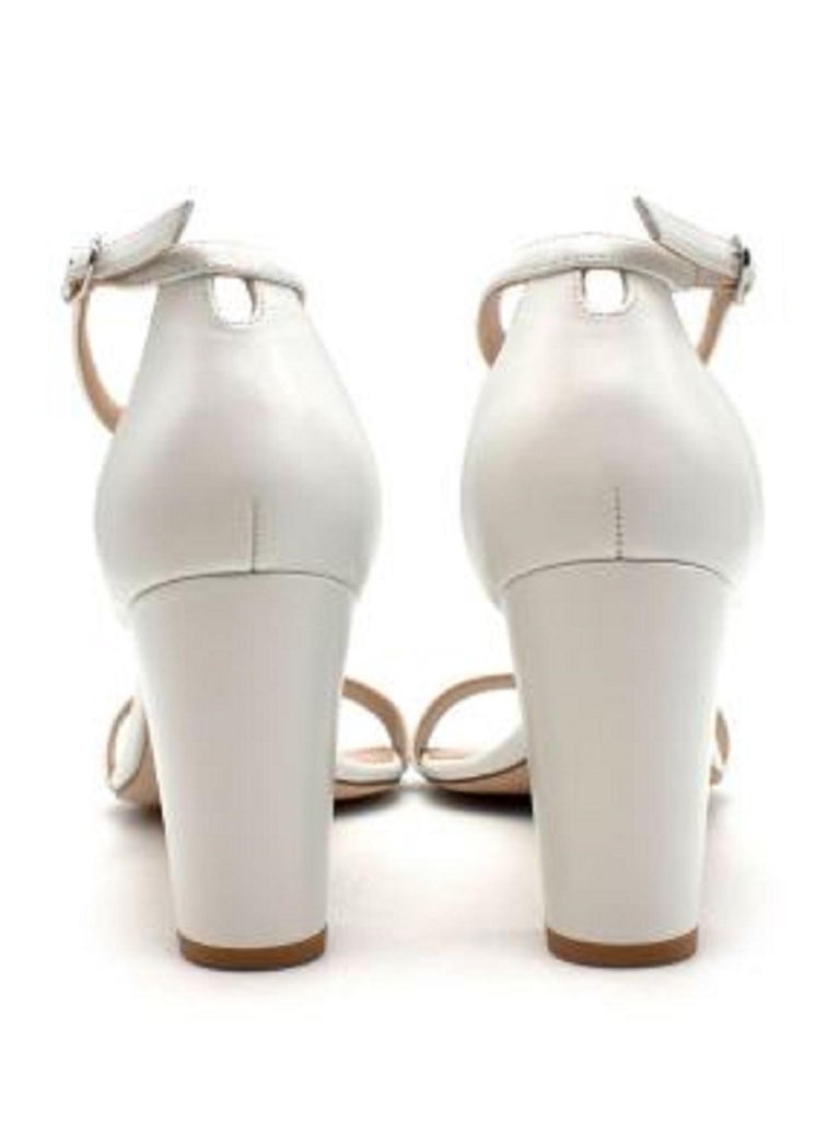 Stuart Weitzman White Smooth Calf Nearlynude Sandals For Sale at 1stDibs